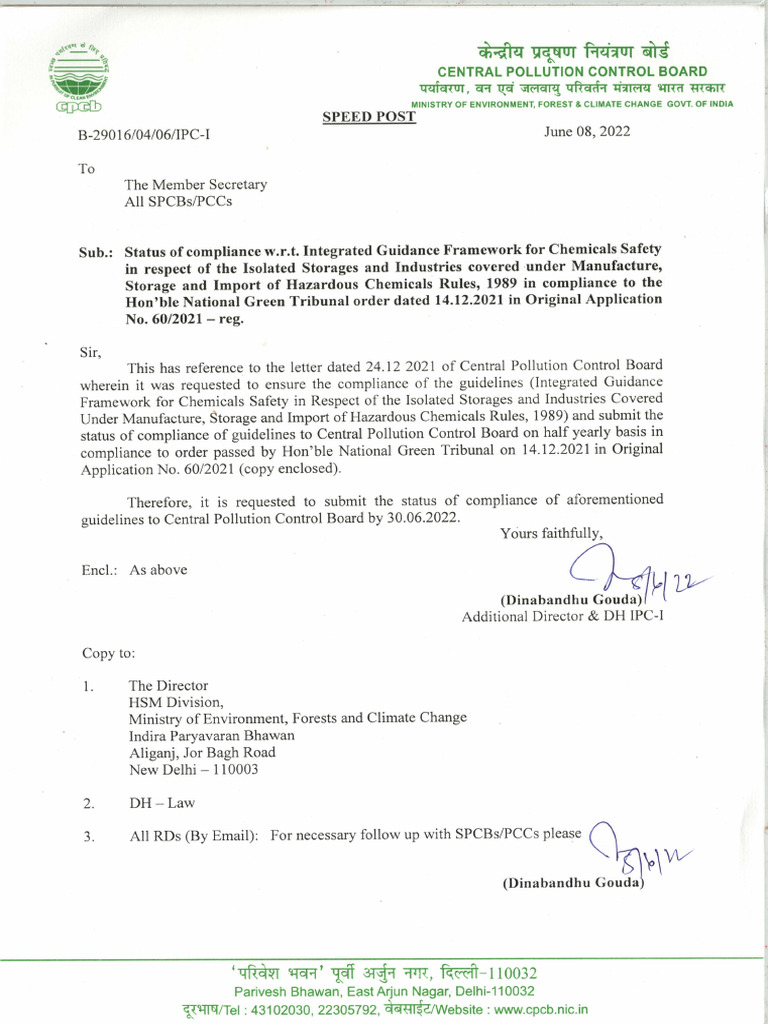 CPCB Guidelines for Chemical Safety Compliance | PDF | Hazards ...