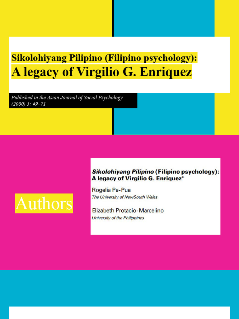 Sikolohiyang Pilipino (Filipino psychology)_ A legacy of Virgilio G. Enriquez_reported by Ocaya ...