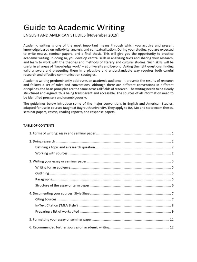 University of Bayreuth. Guide To Academic Writing. 2019 | PDF | Essays ...