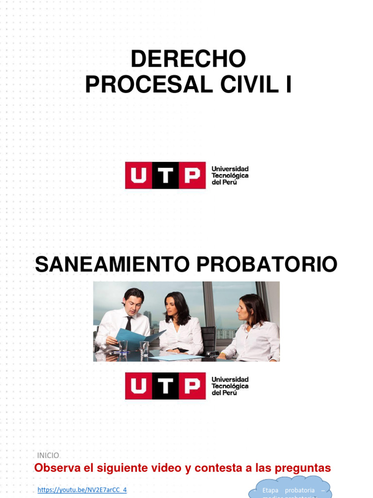 Derecho Procesal Civil I, Semana 08, Utp | PDF | Evidencia (ley) | Ley procesal