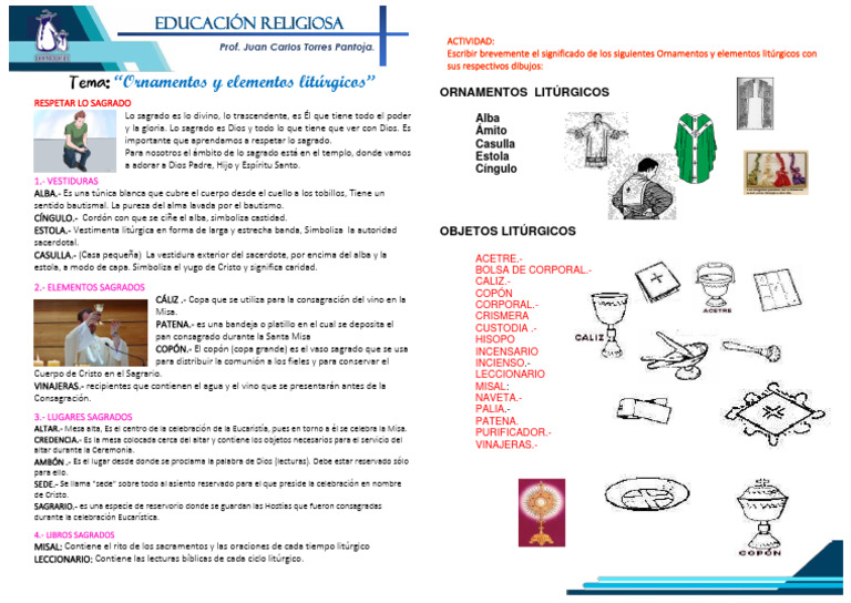 Ficha 4 Semana Ornamentos y Elementos Liturgicos 4to y 5to | PDF ...