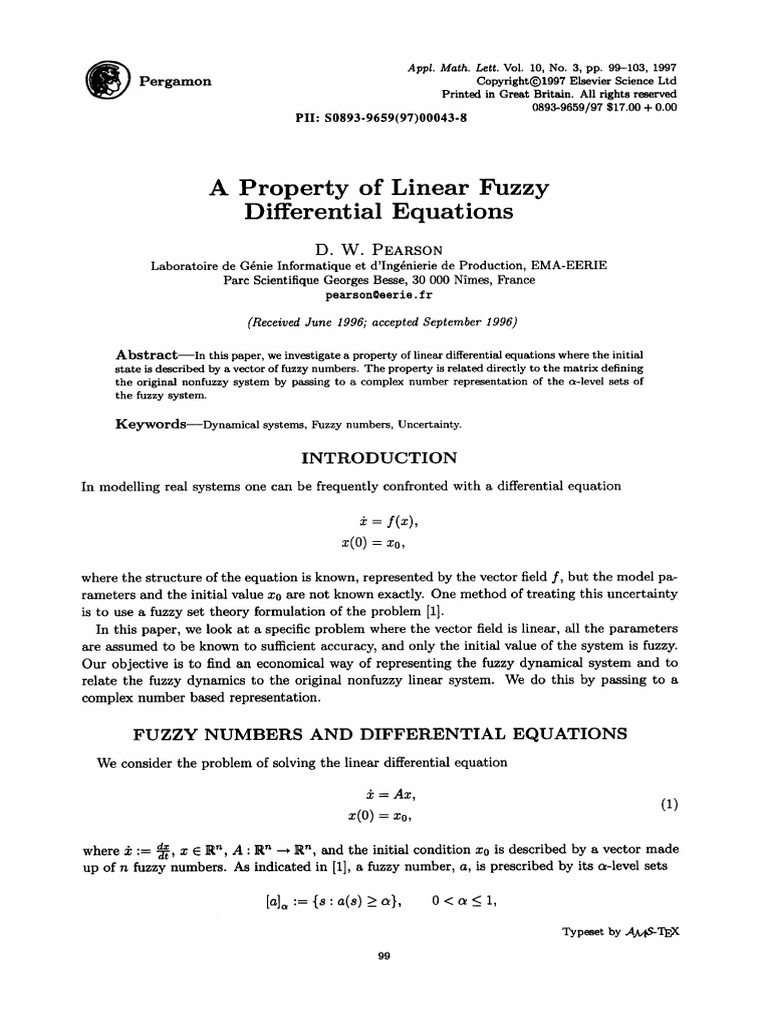 A Property of Linear Fuzzy | PDF | Equations | Differential Equations