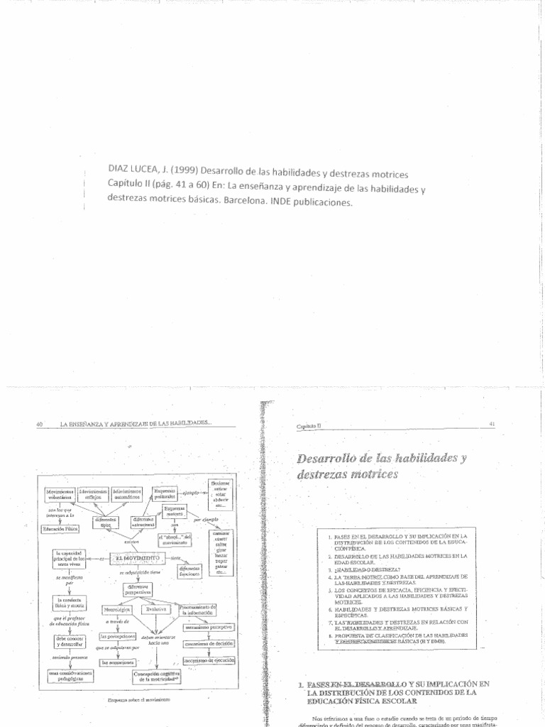 Desarrollo de Las Habilidades y Destrezas Motrices. Diaz Lucea J. | PDF