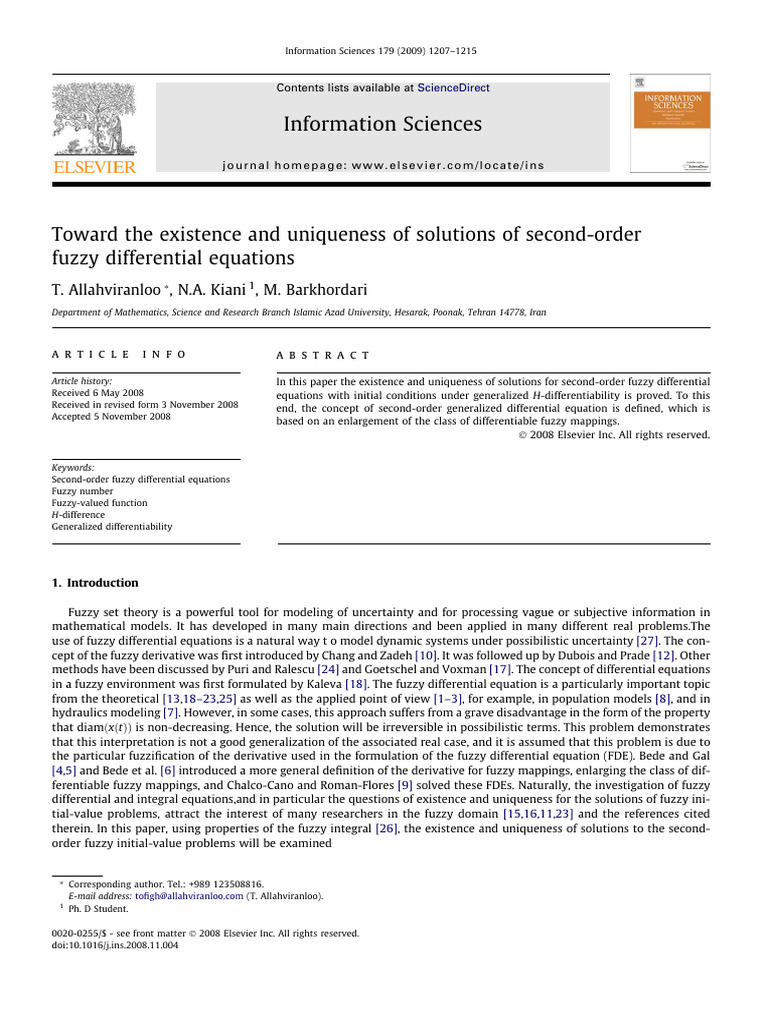 Toward The Existence and Uniqueness of Solutions of Second-Order | PDF | Differential Equations ...