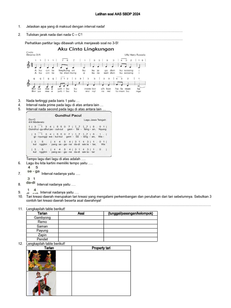 Latihan Soal AAS SBDP 2024 | PDF | Seni