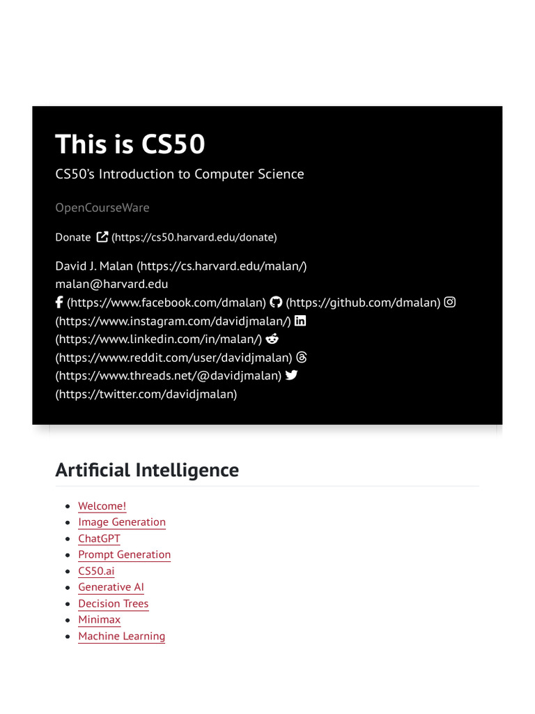 CS50 2024: Week 6.5 AI Overview | PDF | Artificial Intelligence ...