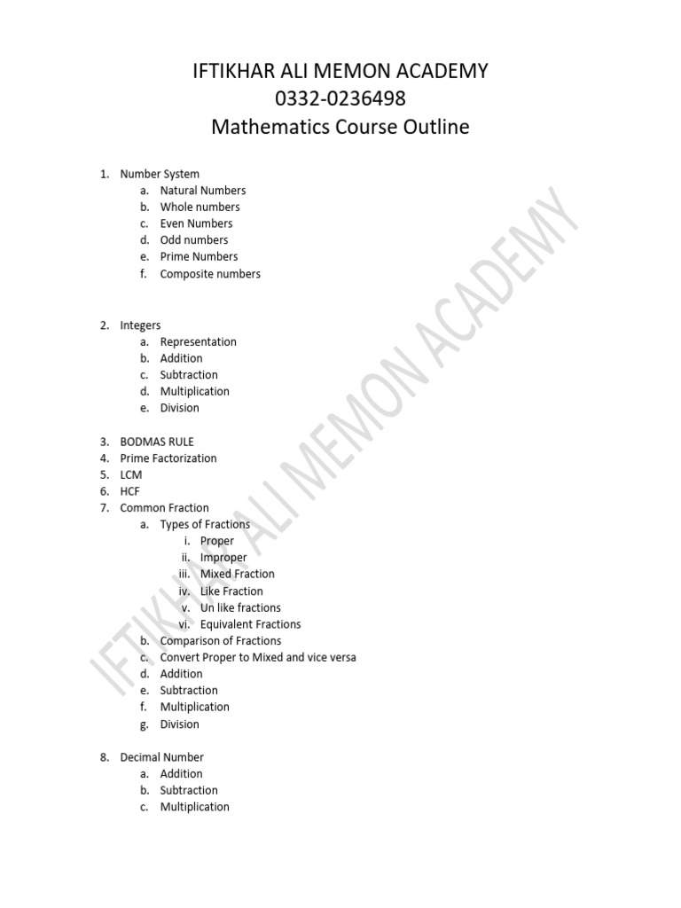 IBA Direct Test Prep 2024 MATH OUTLINE | PDF | Numbers | Factorization
