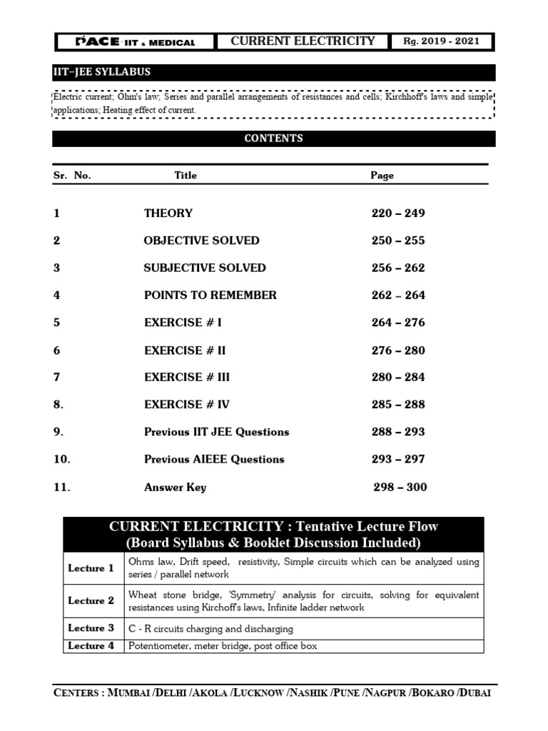 Current Electricity Concepts and Exercises | PDF | Electrical ...