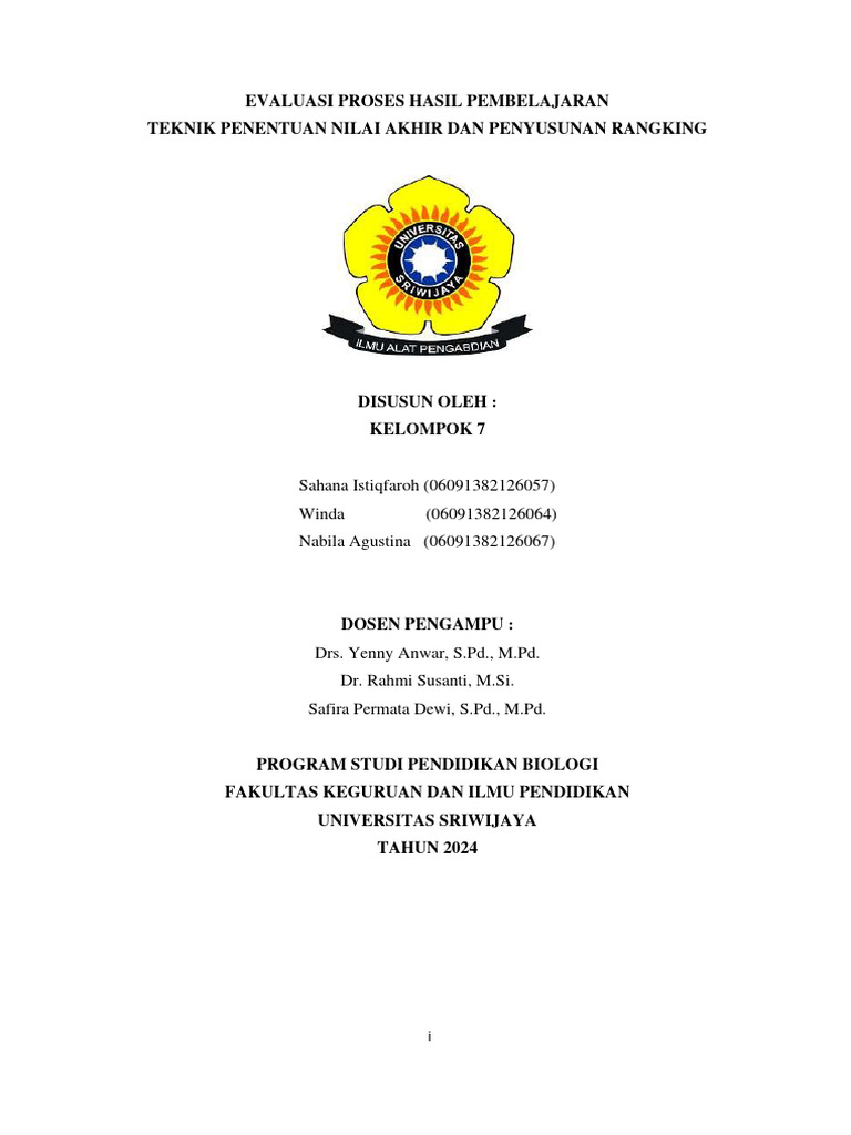 Paper - Teknik-Penentuan-Nilai-Akhir-Penyusunan-Ranking - KEL 7 | PDF ...