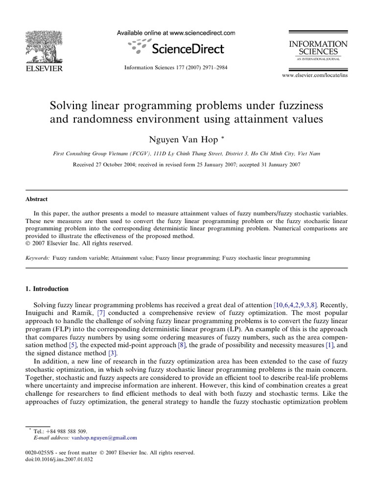 Solving Linear Programming Problems Under Fuzziness and Randomness ... Solving Linear Programming Problems Under Fuzziness and Randomness ...