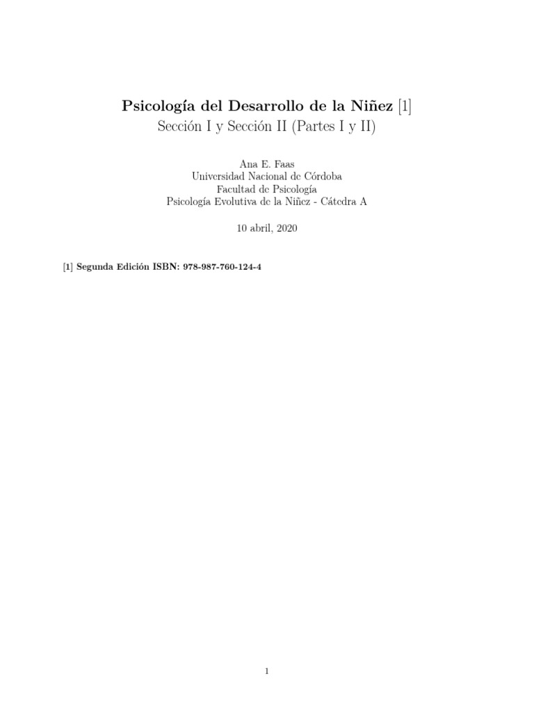 Libro PSICOLOGIA DEL DESARROLLO DE LA NI-EZ (2018) - Seccion I y I. Parte I y II. | PDF ...