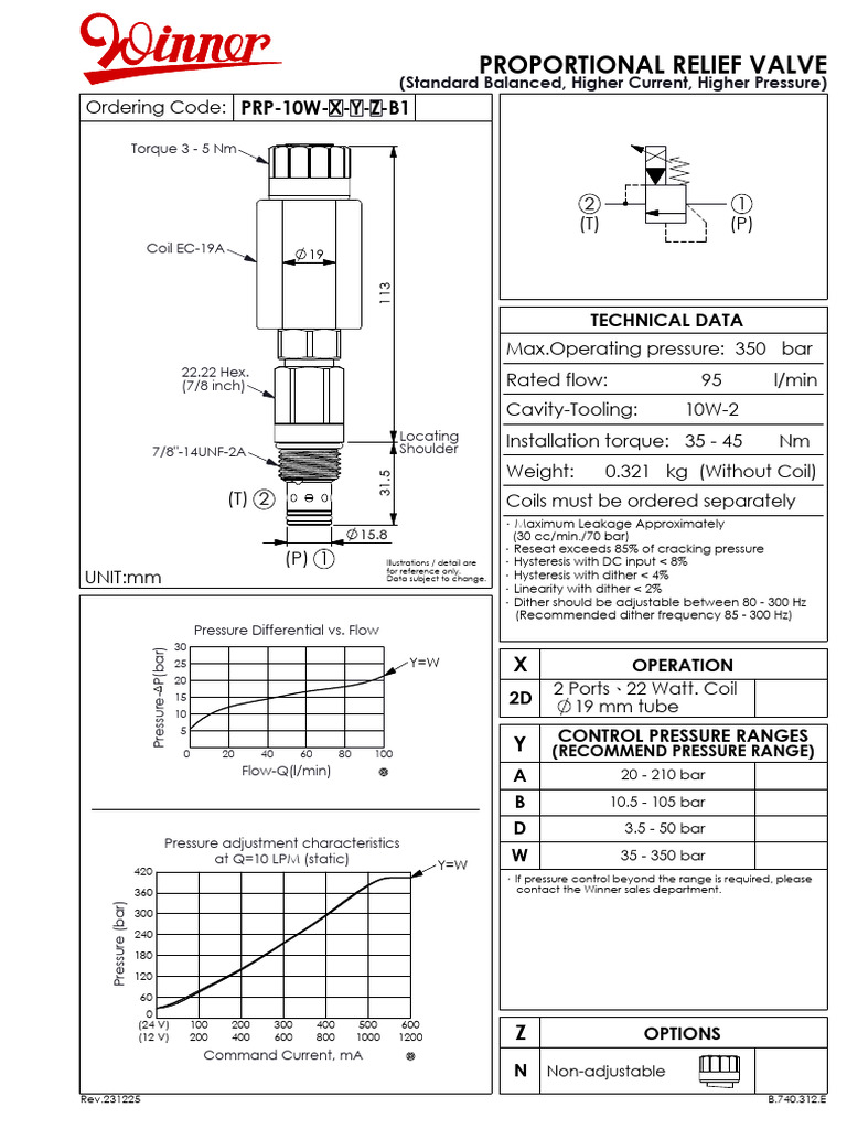 Proportional Relief Valve: PRP-10W-X-Y-Z-B1 | PDF | Mechanical ...