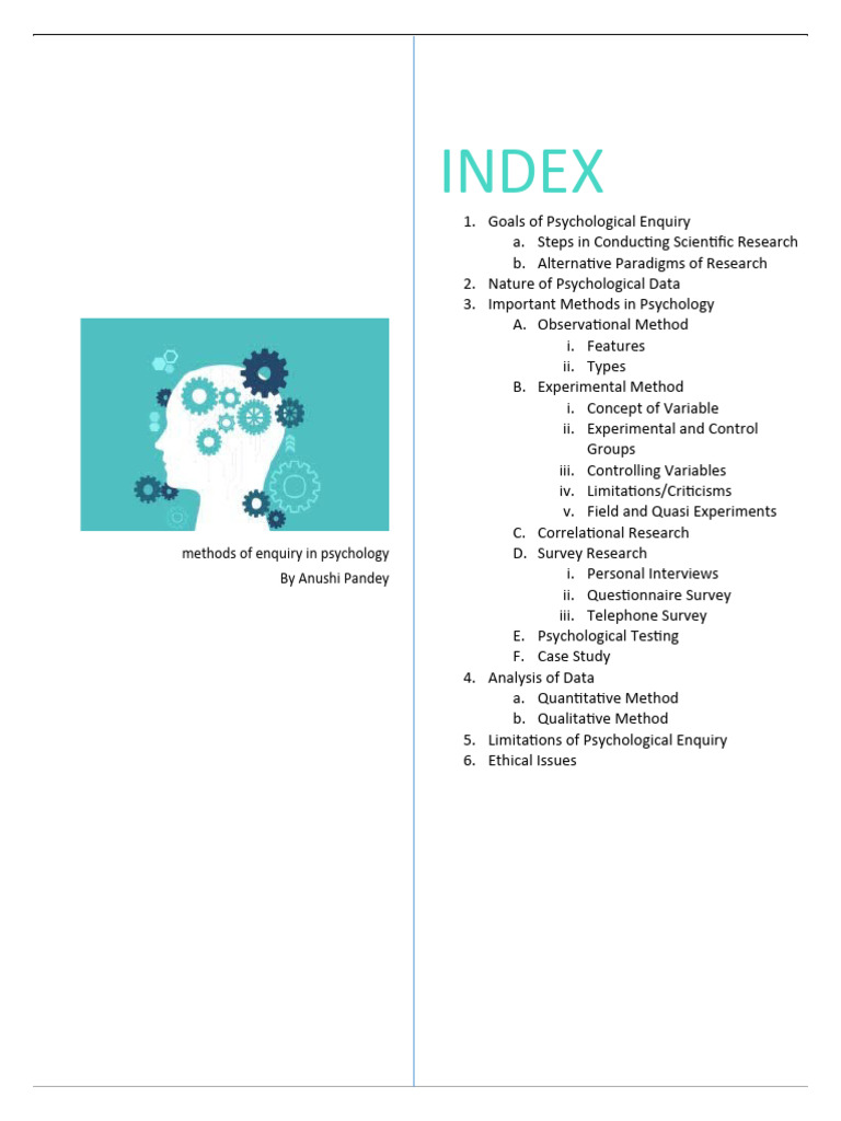 Ch2 Methods of Enquiry in Psychology | PDF | Experiment | Psychology
