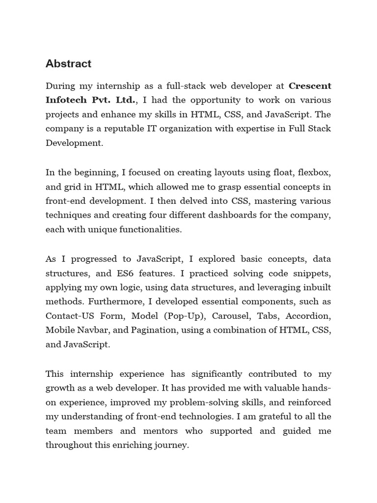 Arjun Intern Rep | PDF | Web Development | World Wide Web