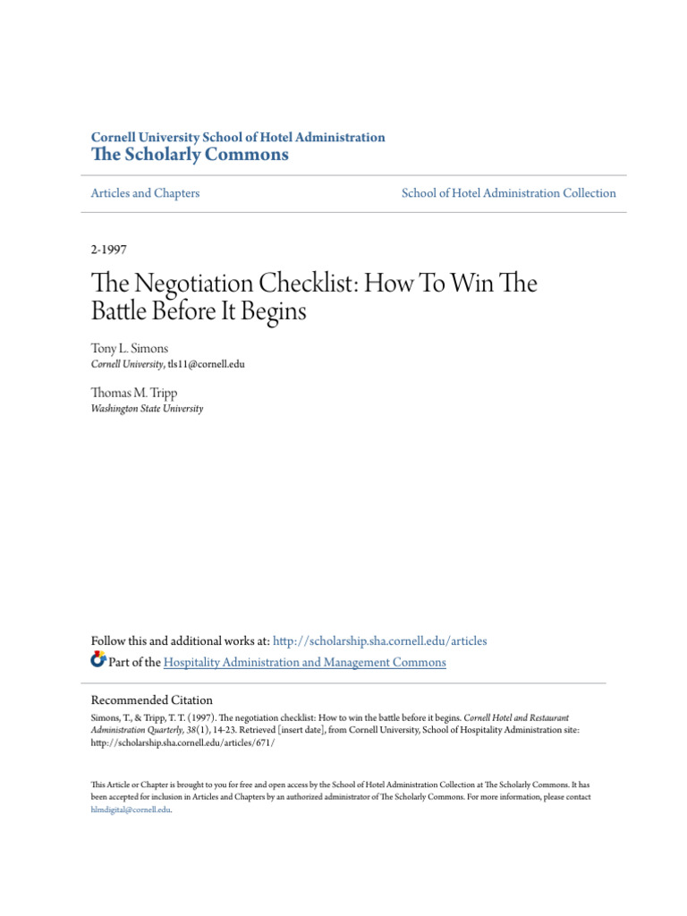 1 - The Negotiation Checklist - How To Win The Battle Before It Begins ...