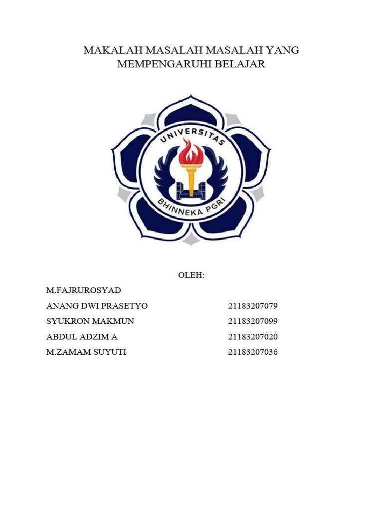 Makalah Masalah Masalah Yang Mempengaruhi Belajar | PDF