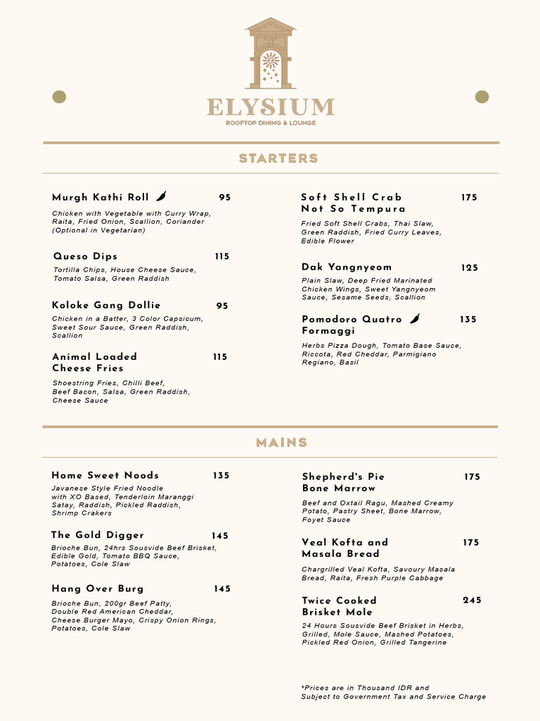 Menu Elysium | PDF | Foods | Cuisine