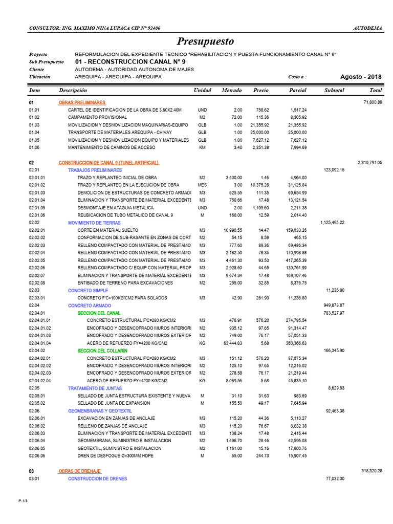 PRESUPUESTO | PDF | Hormigón | Diseño arquitectonico