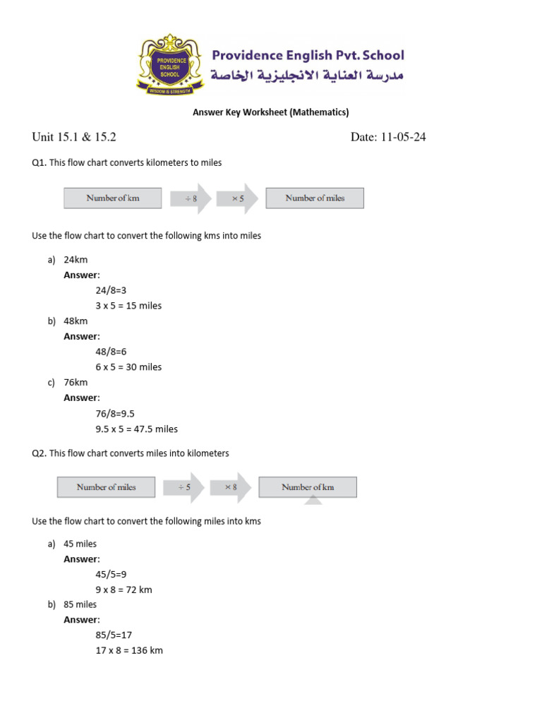Math Conversion Worksheet Answers | PDF