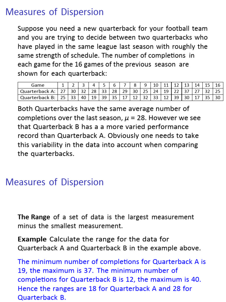 Measures Of Dispersion Pdf Variance Standard Deviation