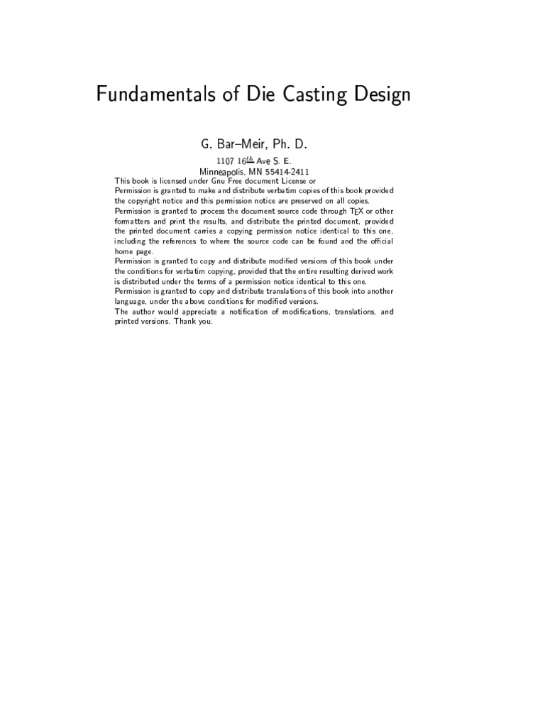 Fundamentals of Die Casting | PDF
