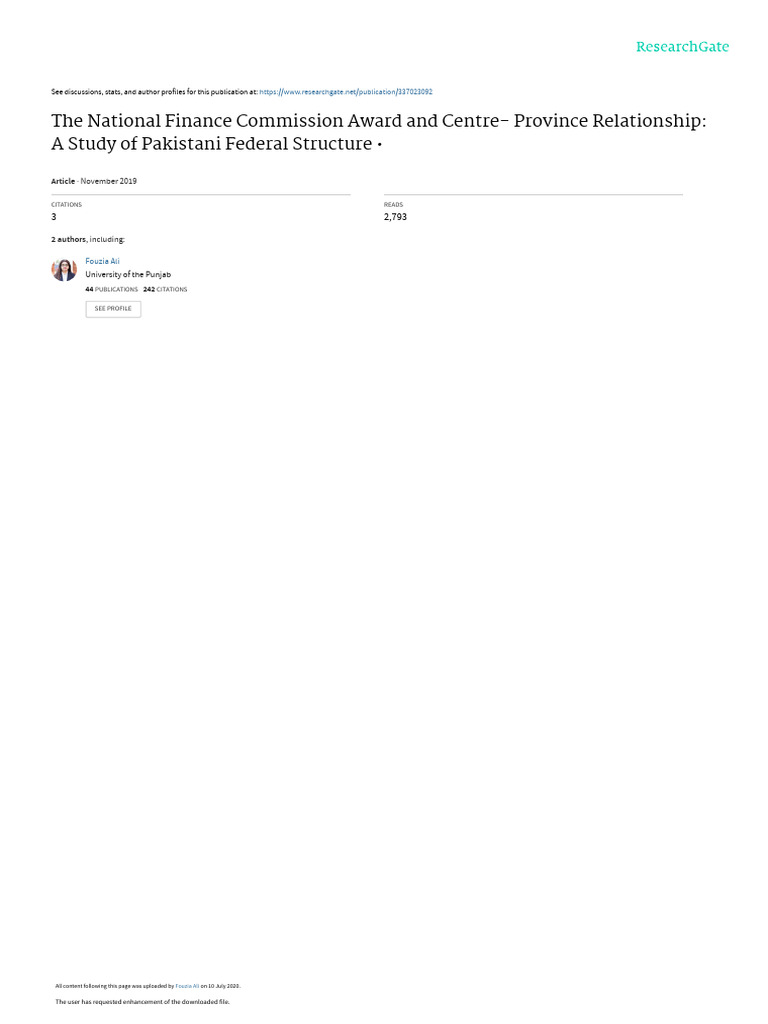 National Finance Commission 2019 | PDF | Government Of Pakistan ...