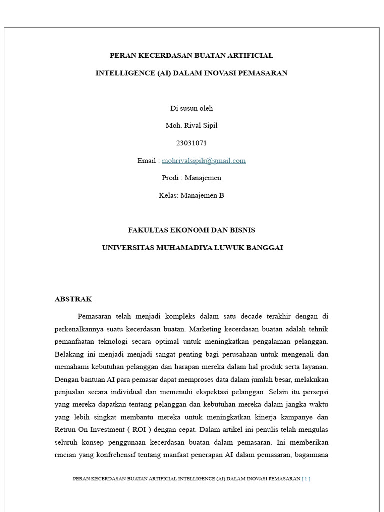 Tugas Artikl Moh. Rival Sipil Bisinis Dan Hukum Komersial | PDF | Bisnis | Komputer