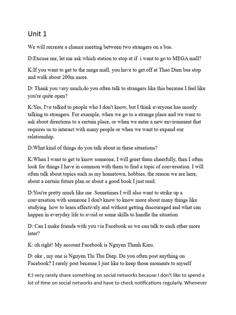 Chance Meeting on a Bus: Conversation Tips | PDF
