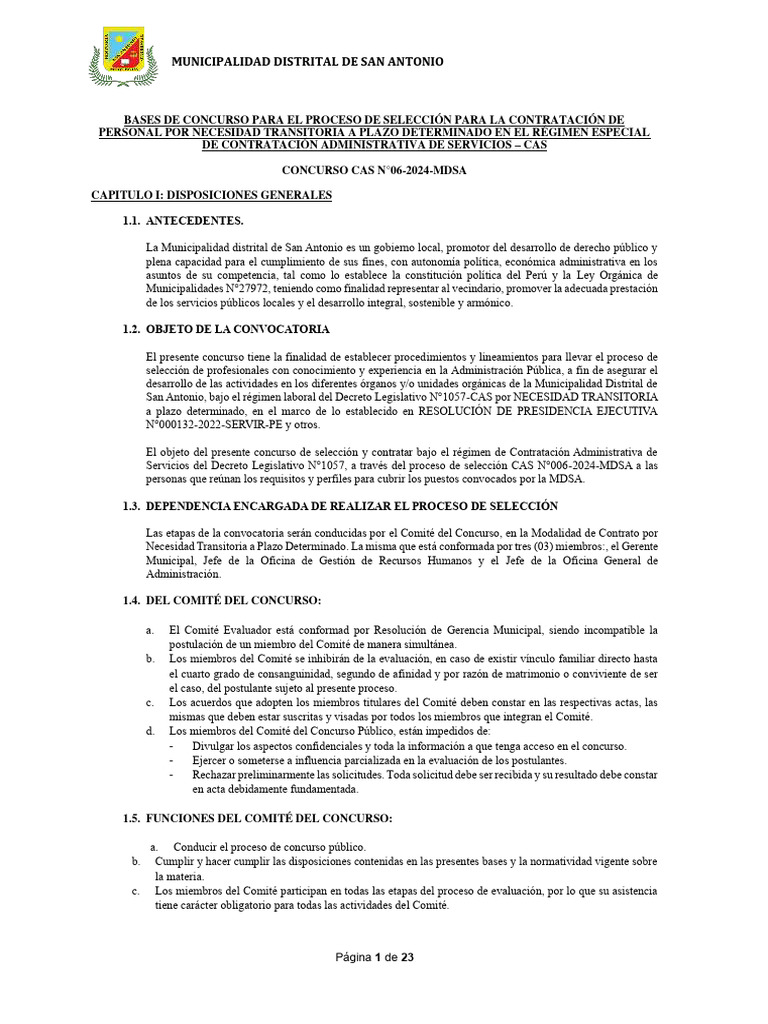 Cas 006 2024 Mdsa Bases | PDF | Presupuesto | Planificación Cas 006 2024 Mdsa Bases | PDF | Presupuesto | Planificación