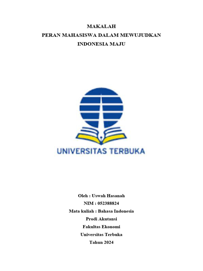 Makalah Peran Mahasiswa Dalam Mewujudkan Indonesia Maju | PDF