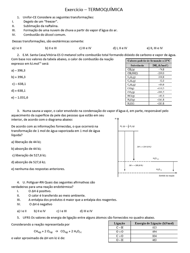 Exercício Termoquímica | PDF
