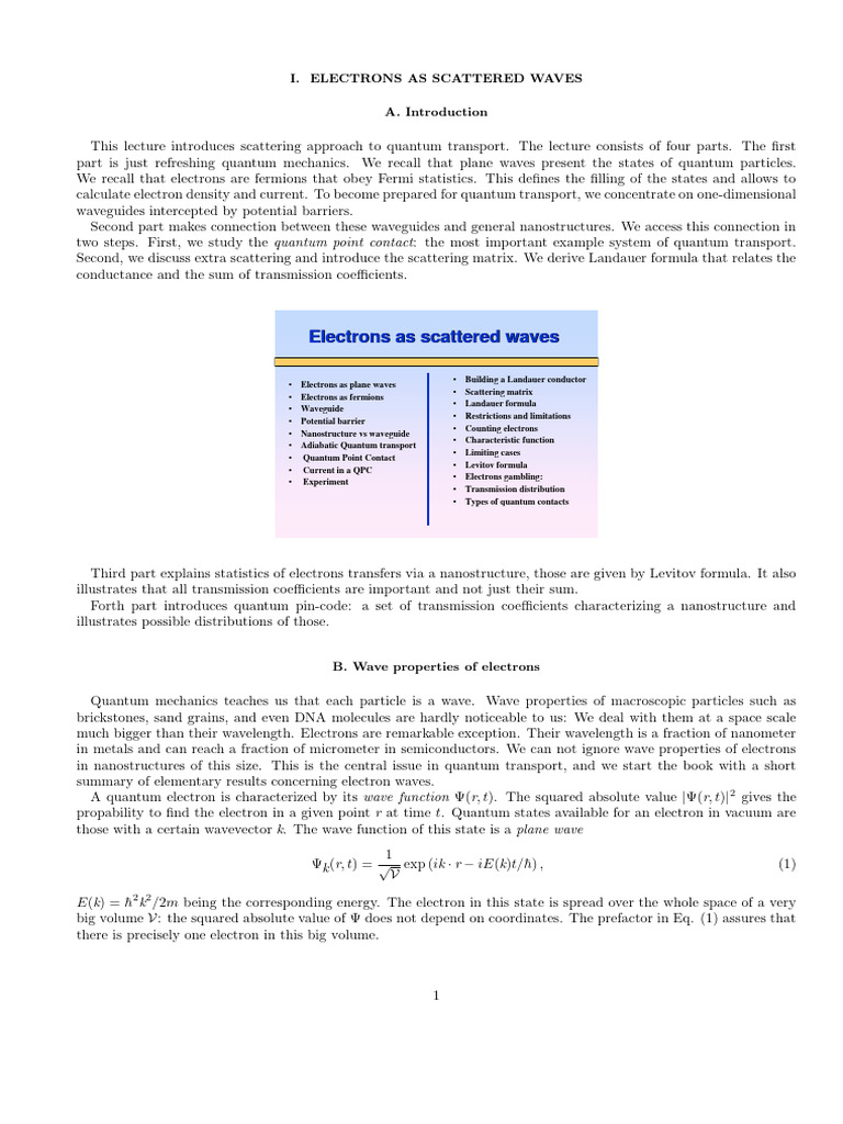 Lecture 01 | PDF | Wave Function | Electron