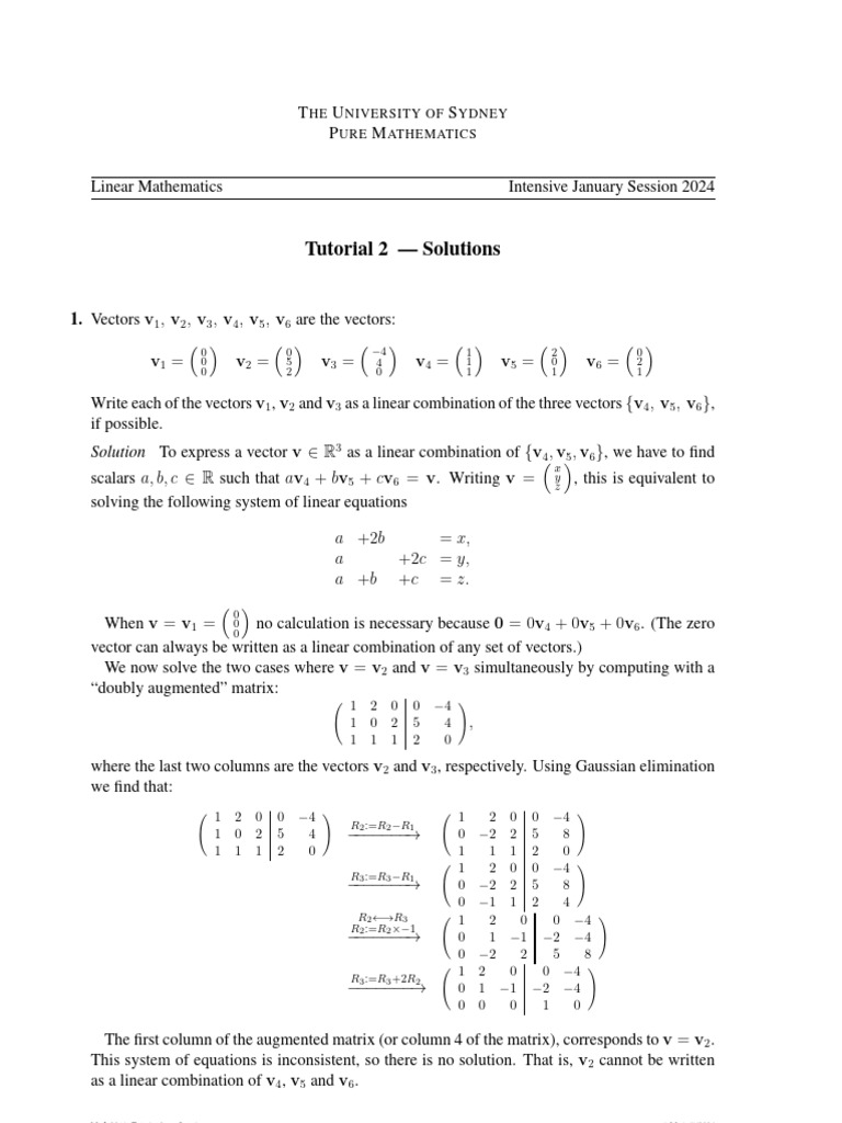 tut2-sol | PDF | Vector Space | Linear Map