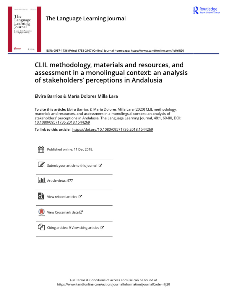 CLIL in Andalusia: Stakeholder Analysis | PDF | Teachers | Educational Technology