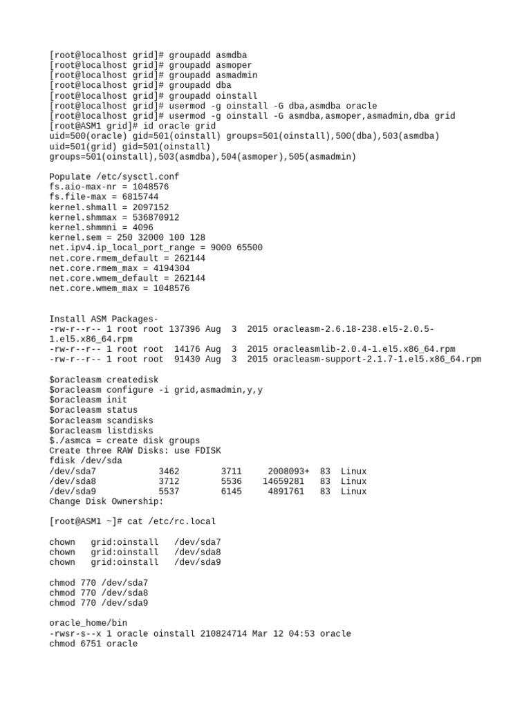 Asm Install Pdf Operating System Computer Cluster