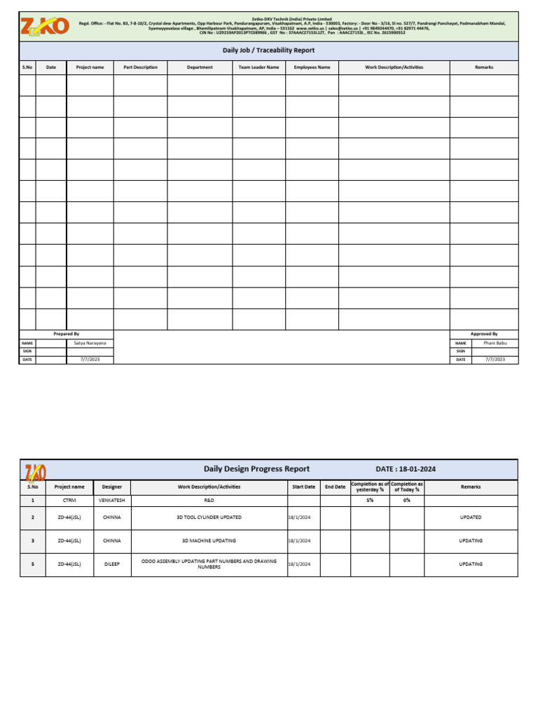 Daily Design Team Status 18-01-2024 Updated | PDF | Engineering ...