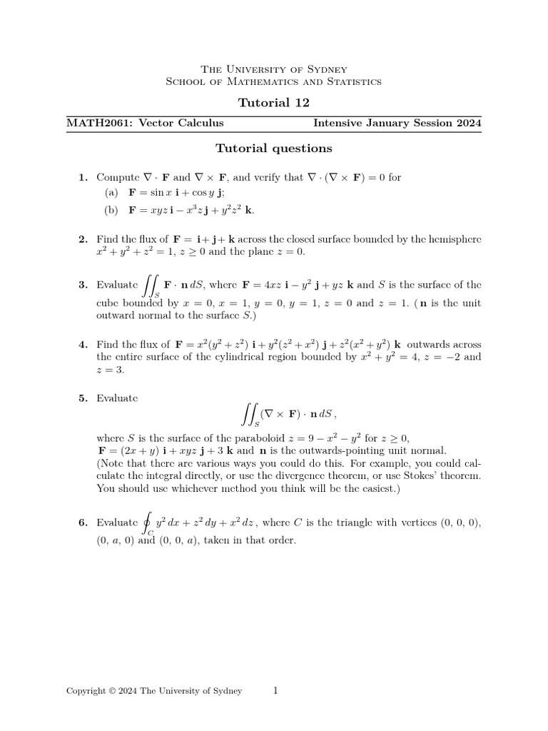 Tut 12 | Download Free PDF | Flux | Geometry