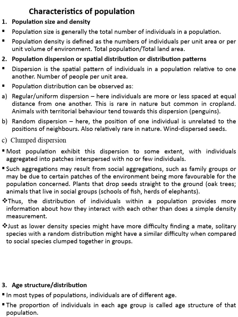 Key Characteristics of Populations | PDF | Population | Ecology