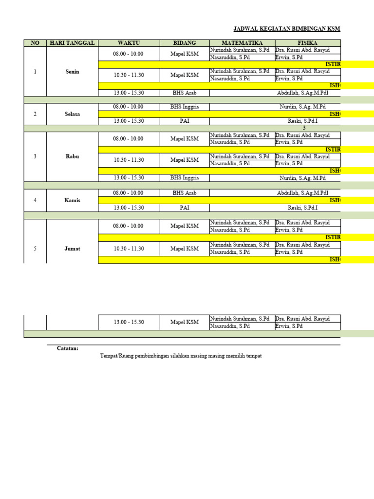 Jadwal Bimbingan KSM | PDF