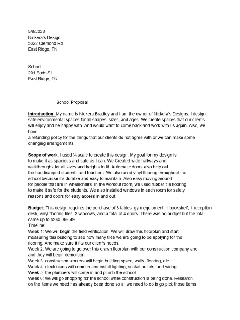 School Flooring Proposal Template | PDF | Flooring | Interior Design