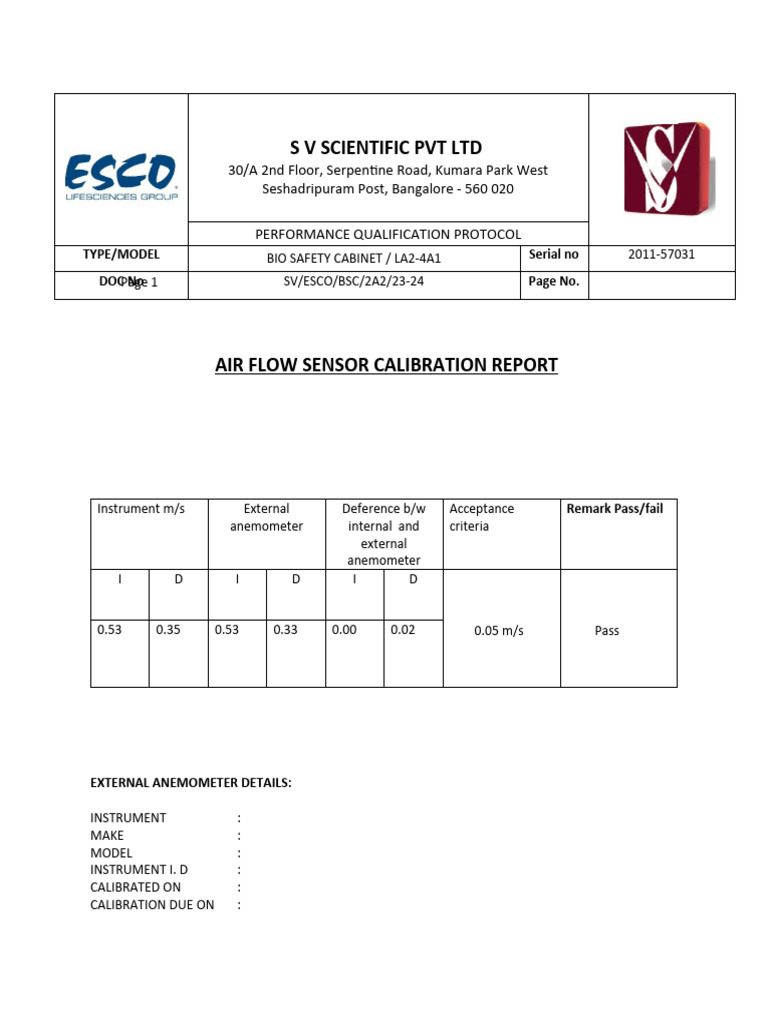 Air Flow Sensor Calibration Report Kemwell 4 | PDF | Technology ...