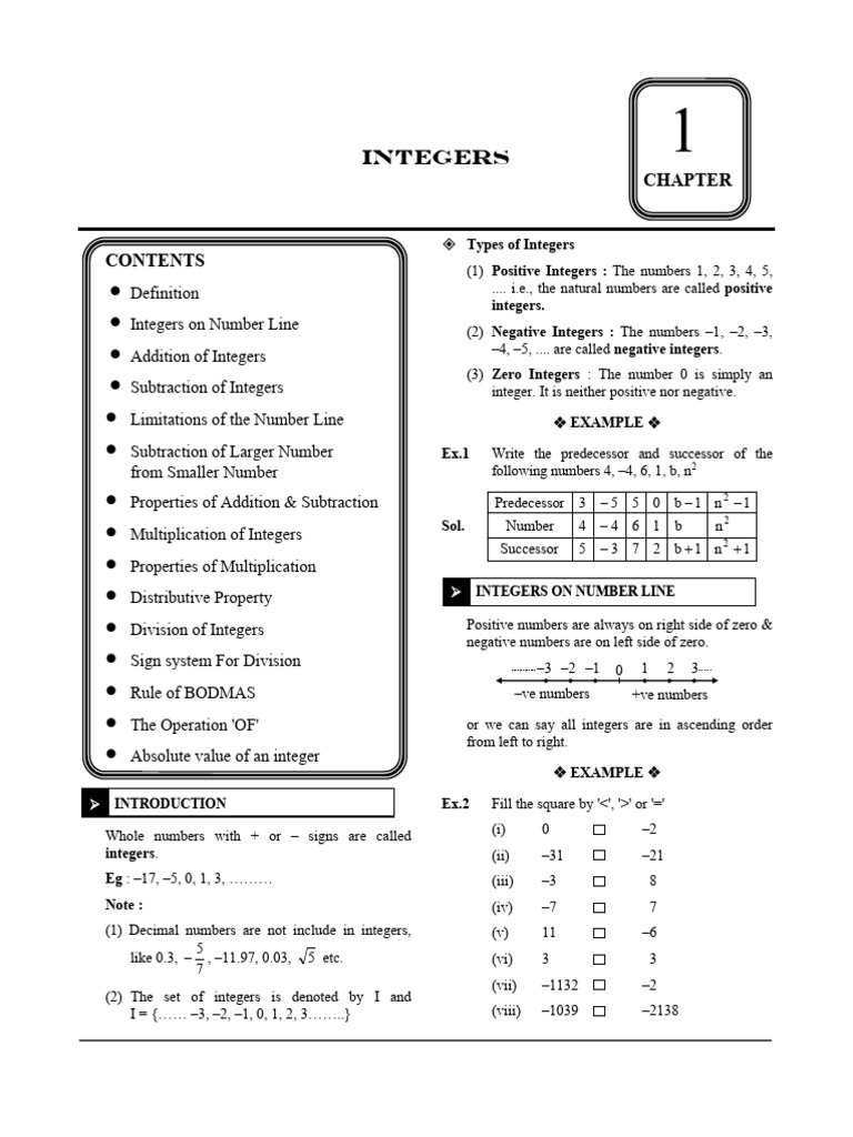 01-Integers | PDF | Subtraction | Abstract Algebra