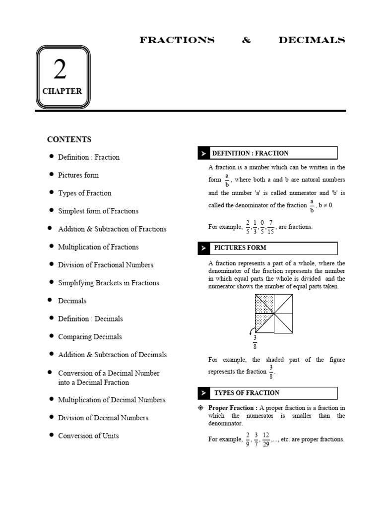 02 Fraction And Decimals Pdf Mathematical Concepts Mathematical