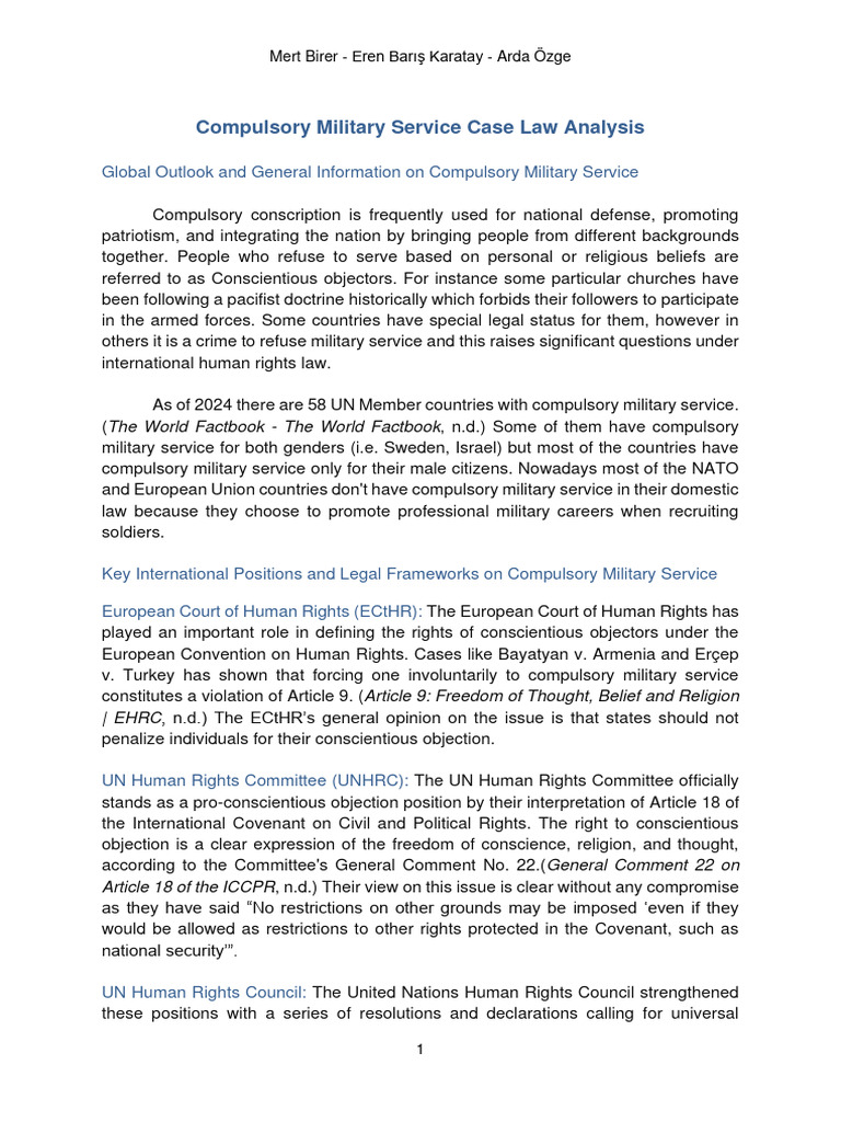 Compulsory Military Service (1) - Compressed | PDF | Conscientious ...