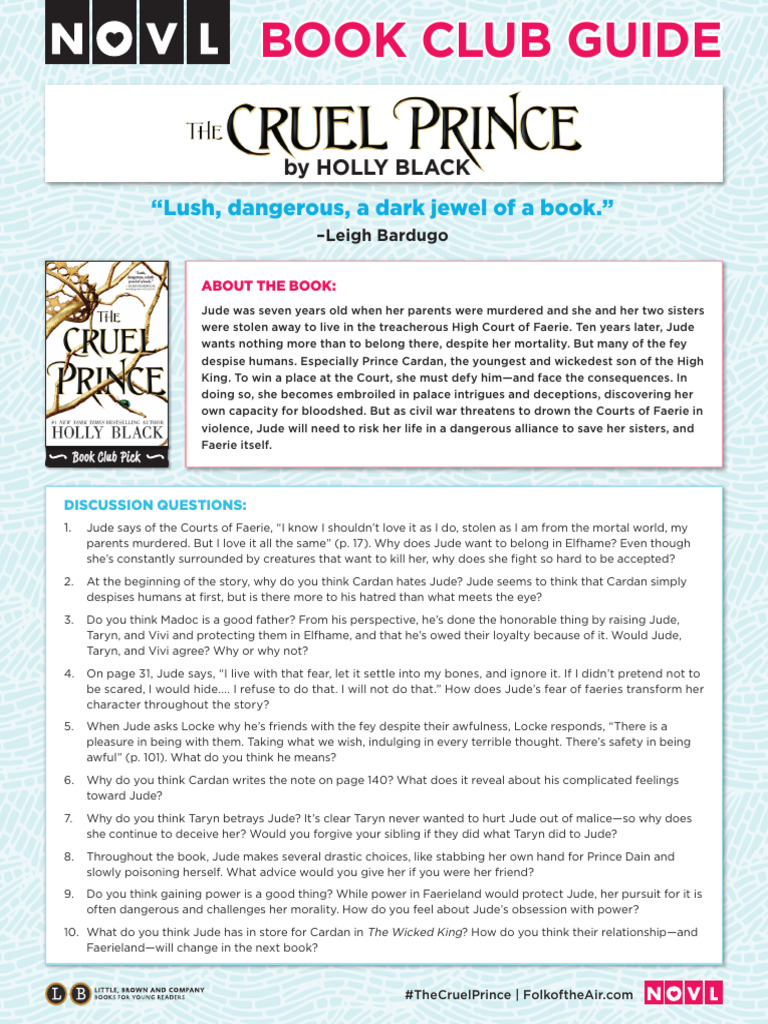 The Cruel Prince Downloadable Book Club Guide | PDF | Law | General Fiction