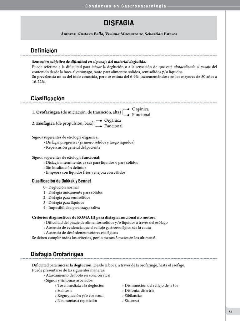 Disfagia: Diagnóstico y Tratamiento | PDF | Esófago | Medicina