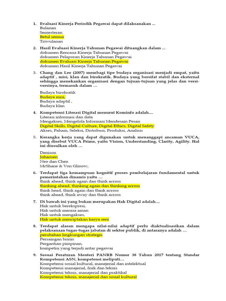 Pre Test Dan Post Test Orientasi PPPK | PDF | Karier & Perkembangan