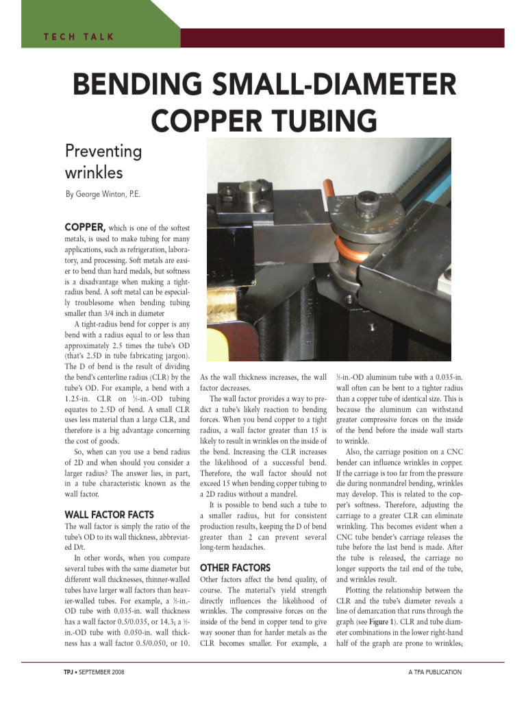 Copper Tube Bending Datasheet 71 | PDF | Pipe (Fluid Conveyance) | Industrial Processes