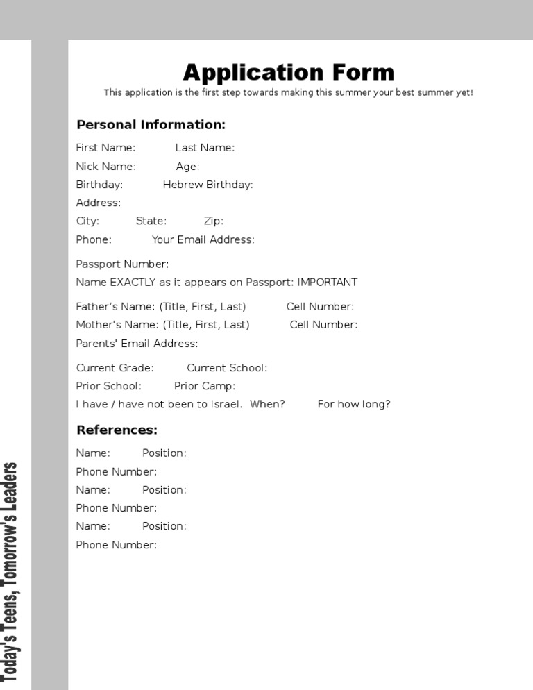 1 Application Form | PDF