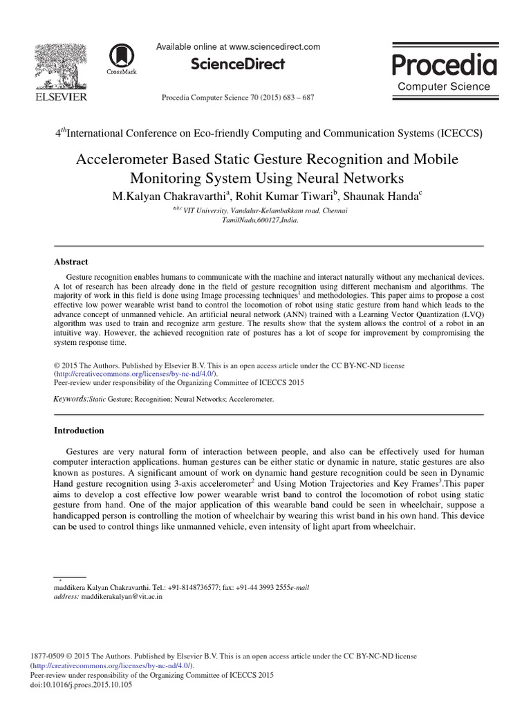 Accelerometer Based Static Gesture Recognition and Mobile Monitoring System Using Neural ...